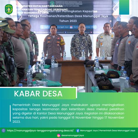 Pemerintah Desa Manunggal Jaya Gelar Pelatihan Penguatan dan Peningkatan Kapasitas Tenaga ...