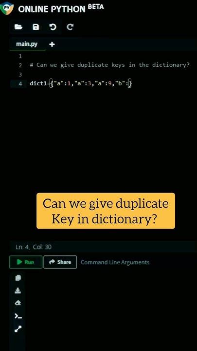 Can Dictionary Have Duplicate Keys Python Shorts Python Youtube