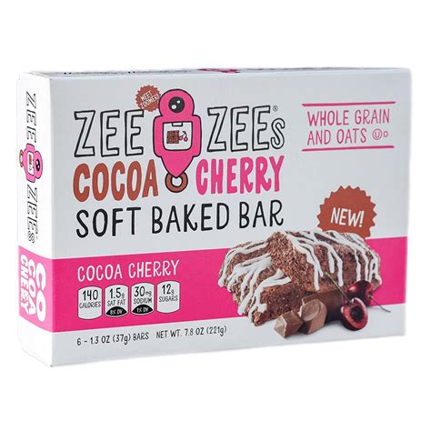Zee Zees Cocoa Cherry Soft Baked Snack Bars Nut Free Whole Grain