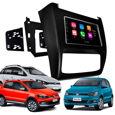 Central Multimídia 7 Polegadas Mp5bt Carplay Android Moldura Preta Fox Crossfox Spacefox