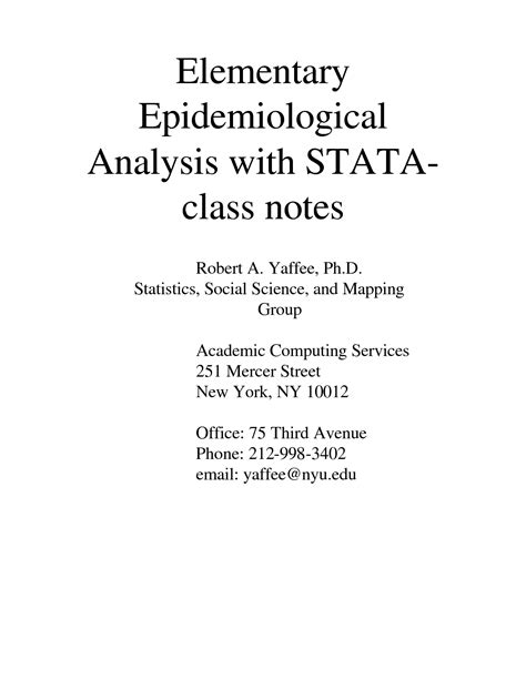SOLUTION Elementary Epidemiological Analysis With Stata Class Notes Studypool