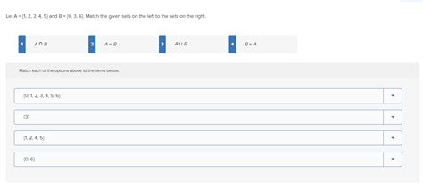 Solved Let A 1 2 3 4 5 And B 0 3 6 Match The Chegg