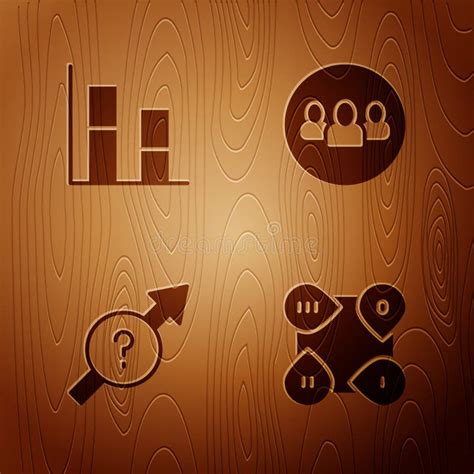 Set Infographic Element Graph Chart Diagram Arrow And Project Team Base On Wooden Background