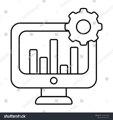 Bar Chart Inside Monitor Gear Denoting Stock Vector Royalty Free