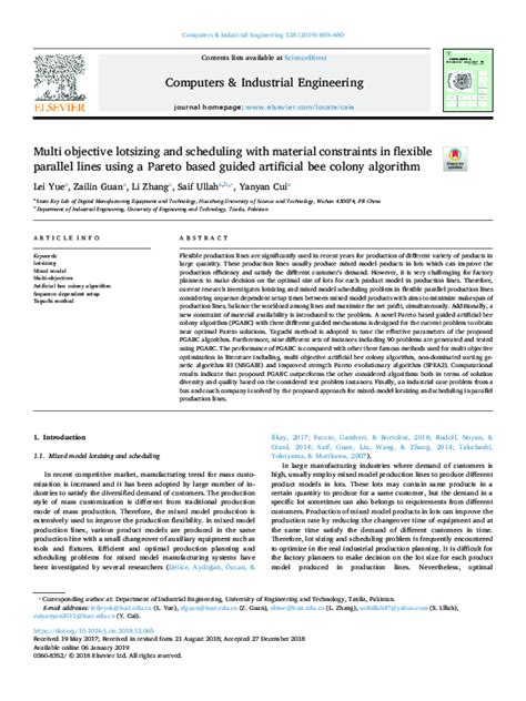 Pdf Multi Objective Lotsizing And Scheduling With Material