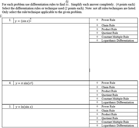 Solved For Each Problem Use Differentiation Rules To Find Chegg