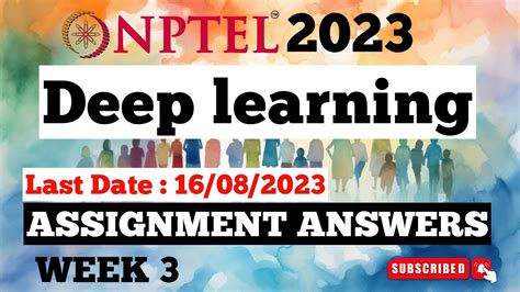 Deep Learning Assignment Answers Week NPTEL YouTube