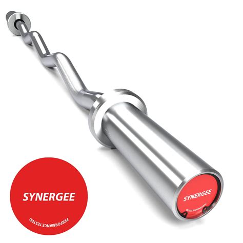 Synergee Commercial Chrome And Black Phosphate Olympic Ez Curl Bar With Powder Coated Brass