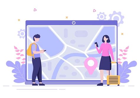 Premium Vector Mobile Navigation Gps Navigator Route Map Application