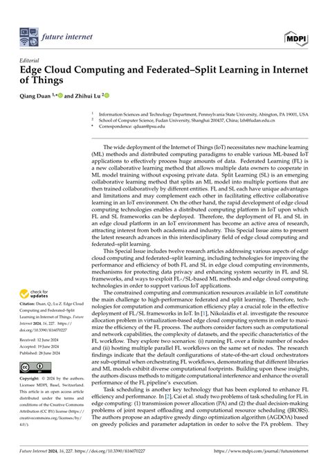 Pdf Edge Cloud Computing And Federatedsplit Learning In Internet Of Things