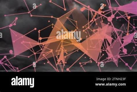 Animation Of Connected Dots Forming Geometric Shapes Over Lightning