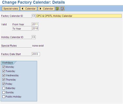 Creating Factoryholiday Calendar Sap Community