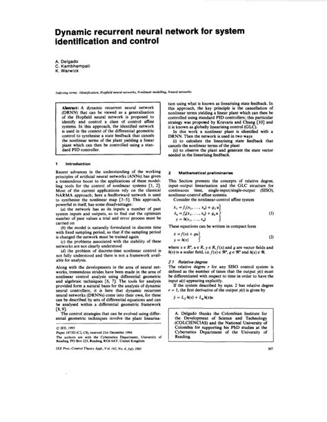 Pdf Dynamic Recurrent Neural Network For System Identification And