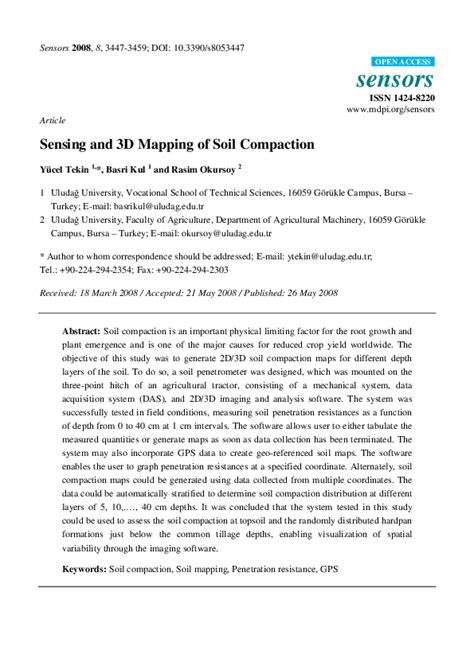 Pdf Sensing And 3d Mapping Of Soil Compaction