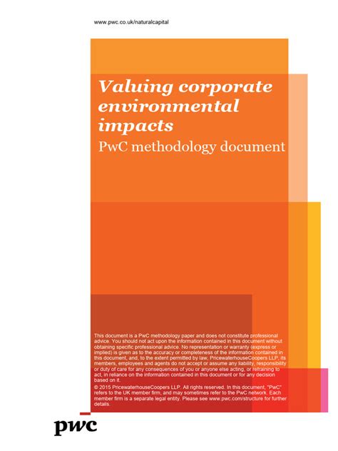 Pwc Environmental Valuation Methodologies Pdf Air Pollution