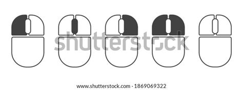 Mouse Button Click Outline Icons Set Stock Vector Royalty Free Shutterstock