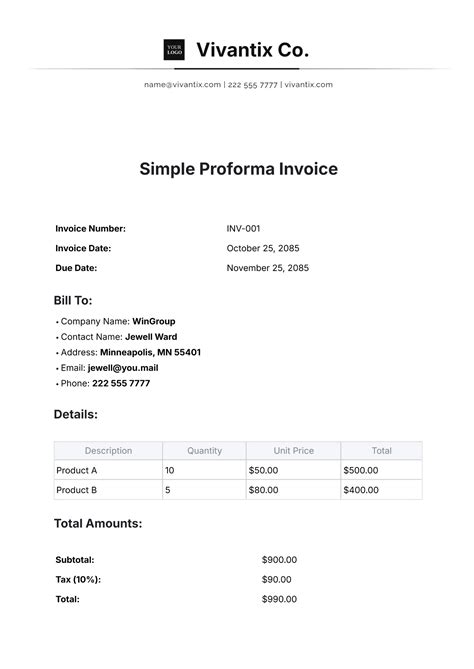 Proforma Invoice Template Pdf Invoice Example