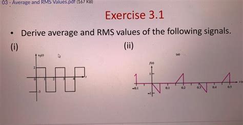 solved exercise 3 1 derive average and rms values of the