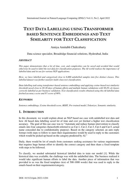 Pdf Text Data Labelling Using Transformer Based Sentence Embeddings And Text Similarity For