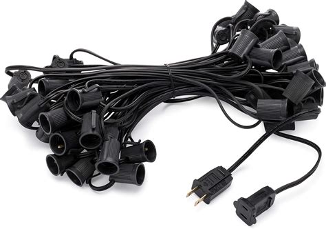 Holiday Lighting Outlet C9 Christmas Light String Patio Event Lighting Black Cord 12 Socket