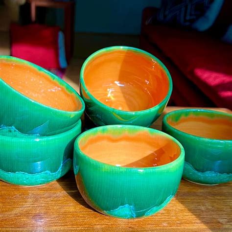 Turquoise Ceramic Drink Glass 8 Oz Etsy
