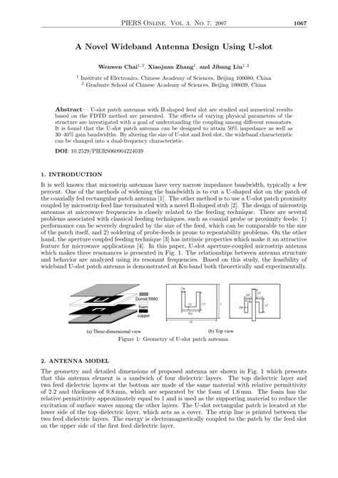 PDF A Novel Wideband Antenna Design Using U Slot