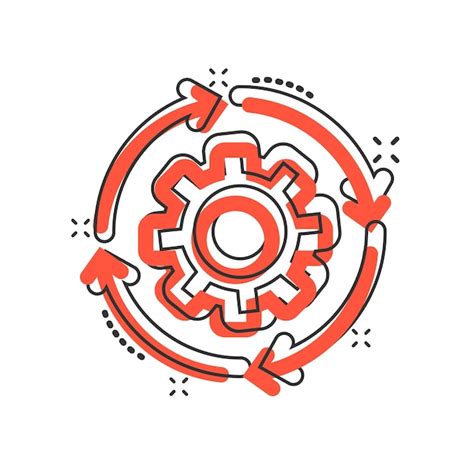 Premium Vector Workflow Icon In Comic Style Gear Effective Cartoon Vector Illustration On