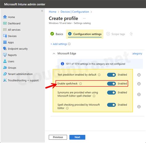 Enable Disable Spell Check In Edge Using Intune