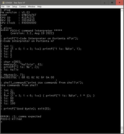 Portenta H PicoC C Code Interpreter Portenta H Arduino Forum