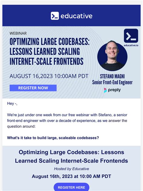 educative [free webinar] limited seats for optimizing large codebases
