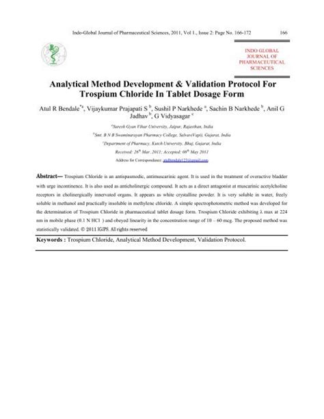 Analytical Method Development And Validation Protocol For Trospium