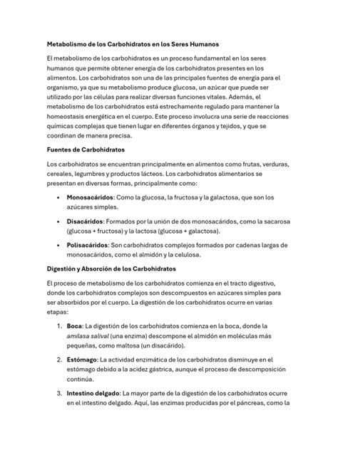 Metabolismo De Los Carbohidratos En Los Seres Humanos Pdf Carbohidratos Trifosfato De