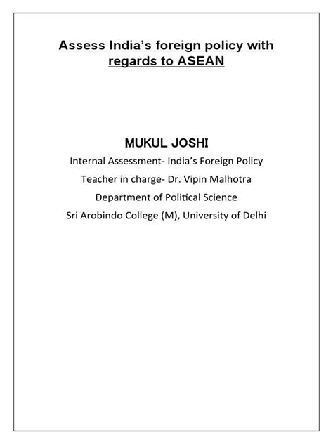 Mukul Joshi 6064 Ifp Assignment Pdf Southeast Asia Asia