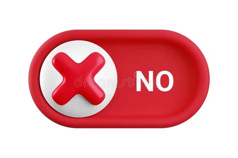 Vector Cartoon 3d Turn Off Switch Button Minimal Realistic 3d Red No Toggle Switch Slider With