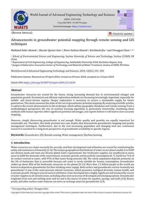 Pdf Advancements In Groundwater Potential Mapping Through Remote
