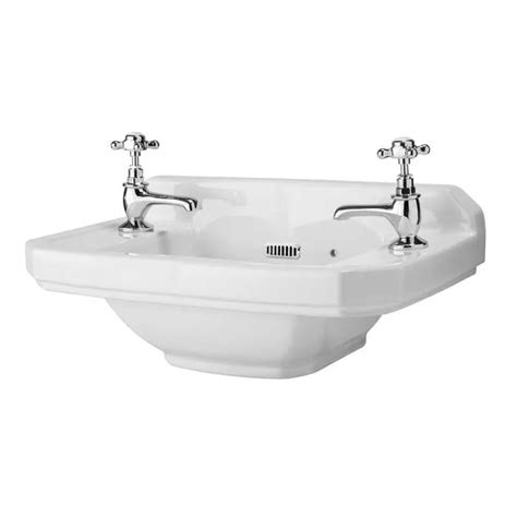 Hudson Reed Richmond 515mm White 2 Tap Cloakroom Basin Plumbing