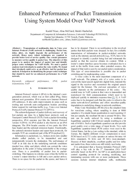 Pdf Enhanced Performance Of Packet Transmission Using System Model Over Voip Network