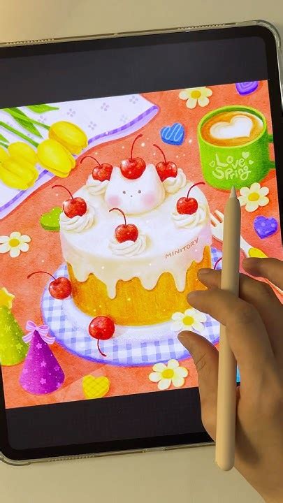 과슈 브러쉬로 고양이 케이크 그리기🧡🎂 아이패드드로잉 프로크리에이트 Ipaddrawing Procreate Youtube
