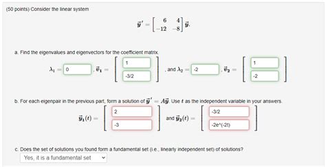 Solved Points Consider The Linear System Y Y Chegg