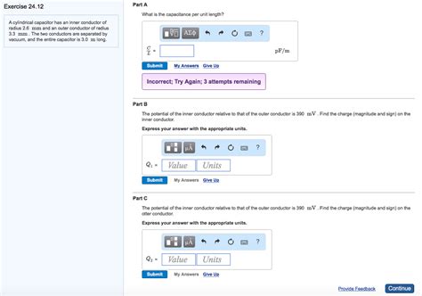 Solved Part A Exercise What Is The Capacitance Per Chegg