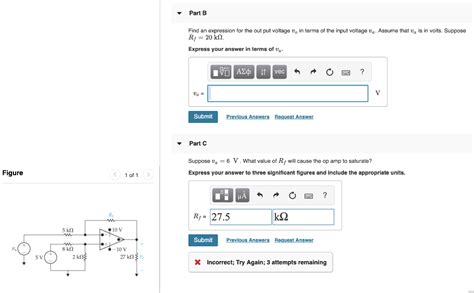 Solved Part B Find An Expression For The Output Voltage V Chegg