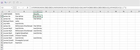 Arrays Excel Modal Value In List With If Function Stack Overflow