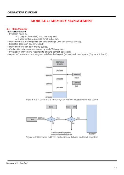 Module 4 Os Module 4 Memory Management 4 Main Memory Basic Hardware Program Must Be →