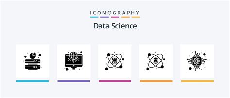 data science glyph 5 icon pack including chip lab web data science
