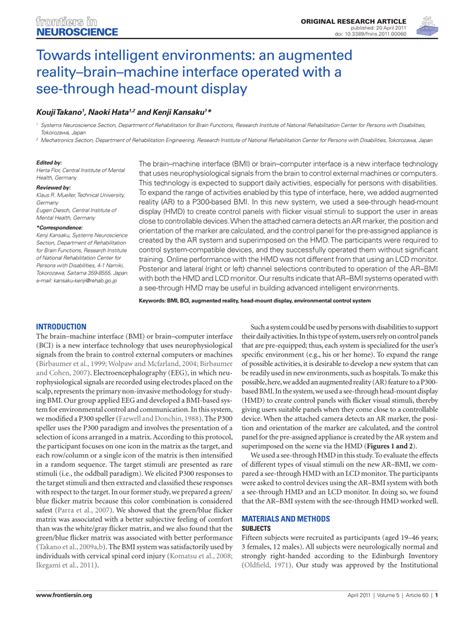 Pdf Towards Intelligent Environments An Augmented Realitybrainmachine Interface Operated