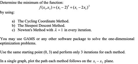 Solved Determine The Minimum Of The Function Chegg