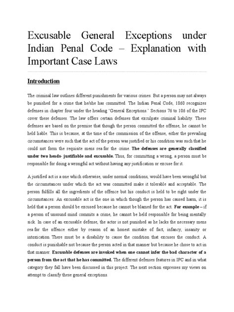 Ch 6 Excusable General Exceptions Under Indian Penal Code Explanation
