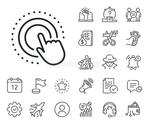 Click Hand Line Icon Touchscreen Gesture Sign Push Action Salaryman Gender Equality And
