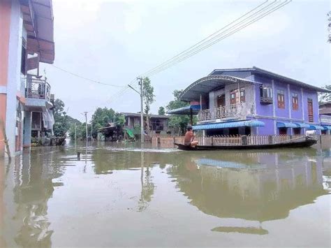 ကျိုက်မရောမြို့၌ မိုးအဆက်မပြတ်ရွာသဖြင့် ကမ်းနားလမ်းရှိအနိမ့်ပိုင်းနေရာမ