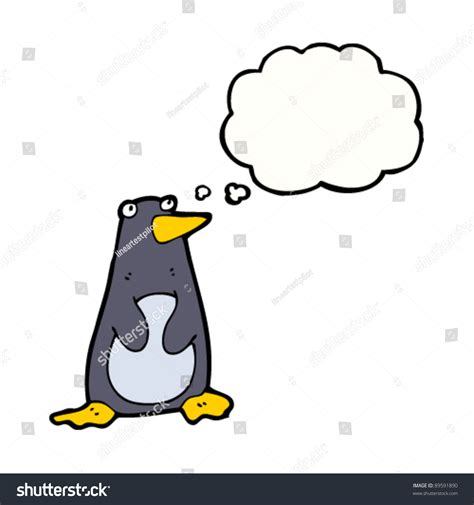 Penguin Thinking Cartoon Stock Vector Royalty Free 89591890